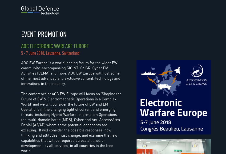 Event: Electronic Warfare Europe - Global Defence Technology Special ...